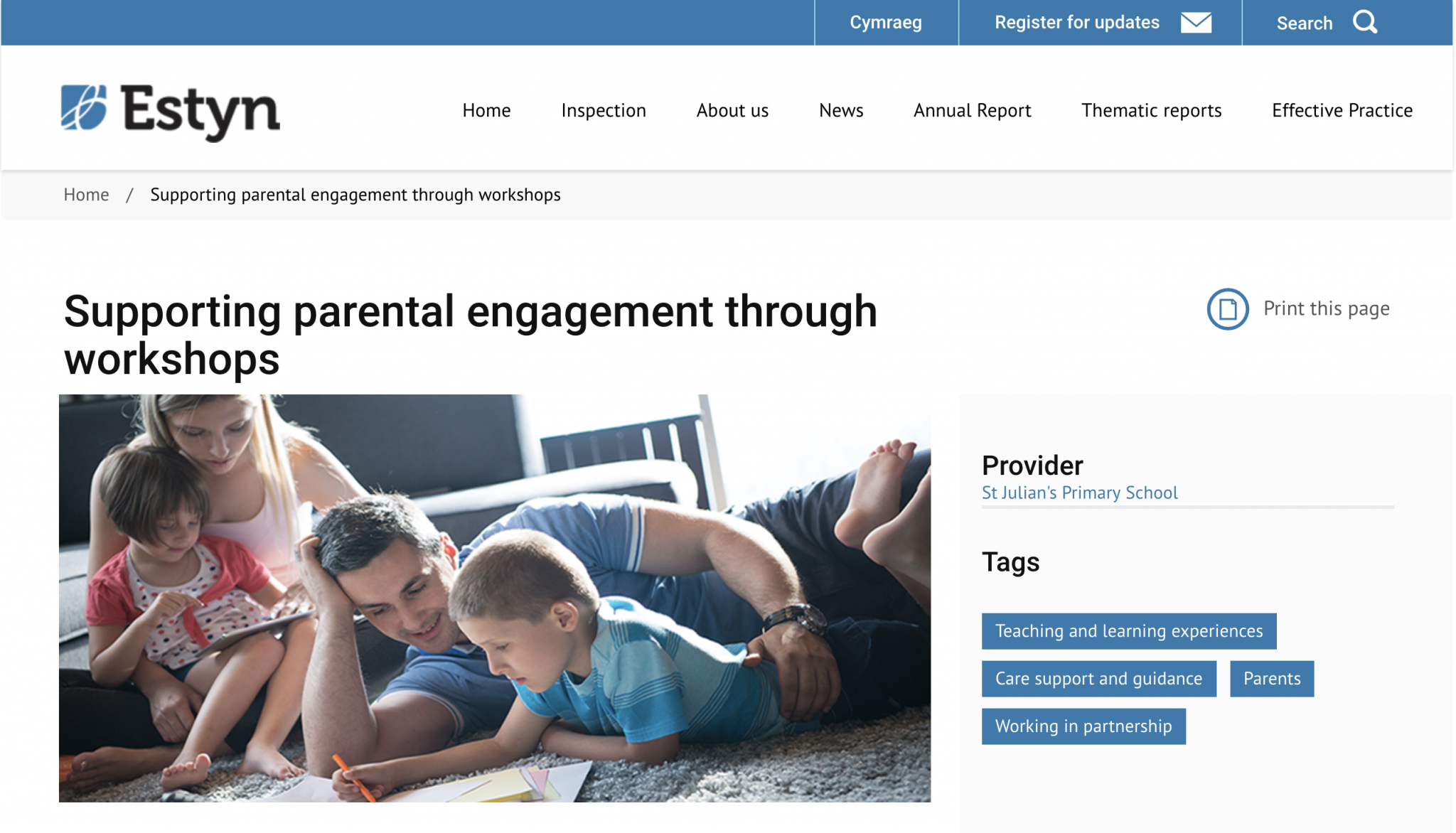 School asked to write Estyn Effective Practice Case Studies – St Julians Primary School